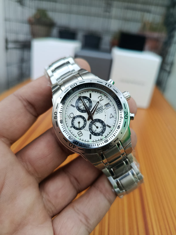 Casio Edifice Chronograph White Dial Stainless Steel Men’s Watch – EF ...