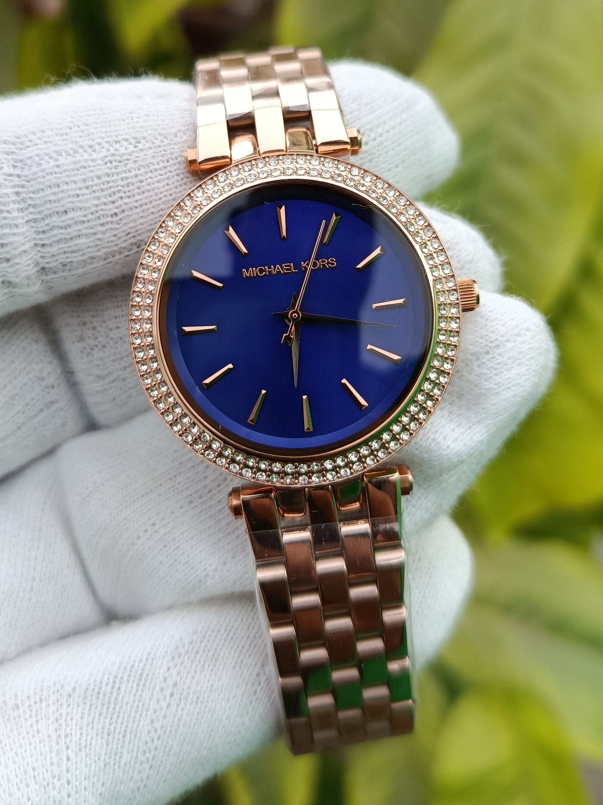 Michael Kors Darci Blue Dial Rose Gold-Tone Stainless Steel Ladies Wat ...