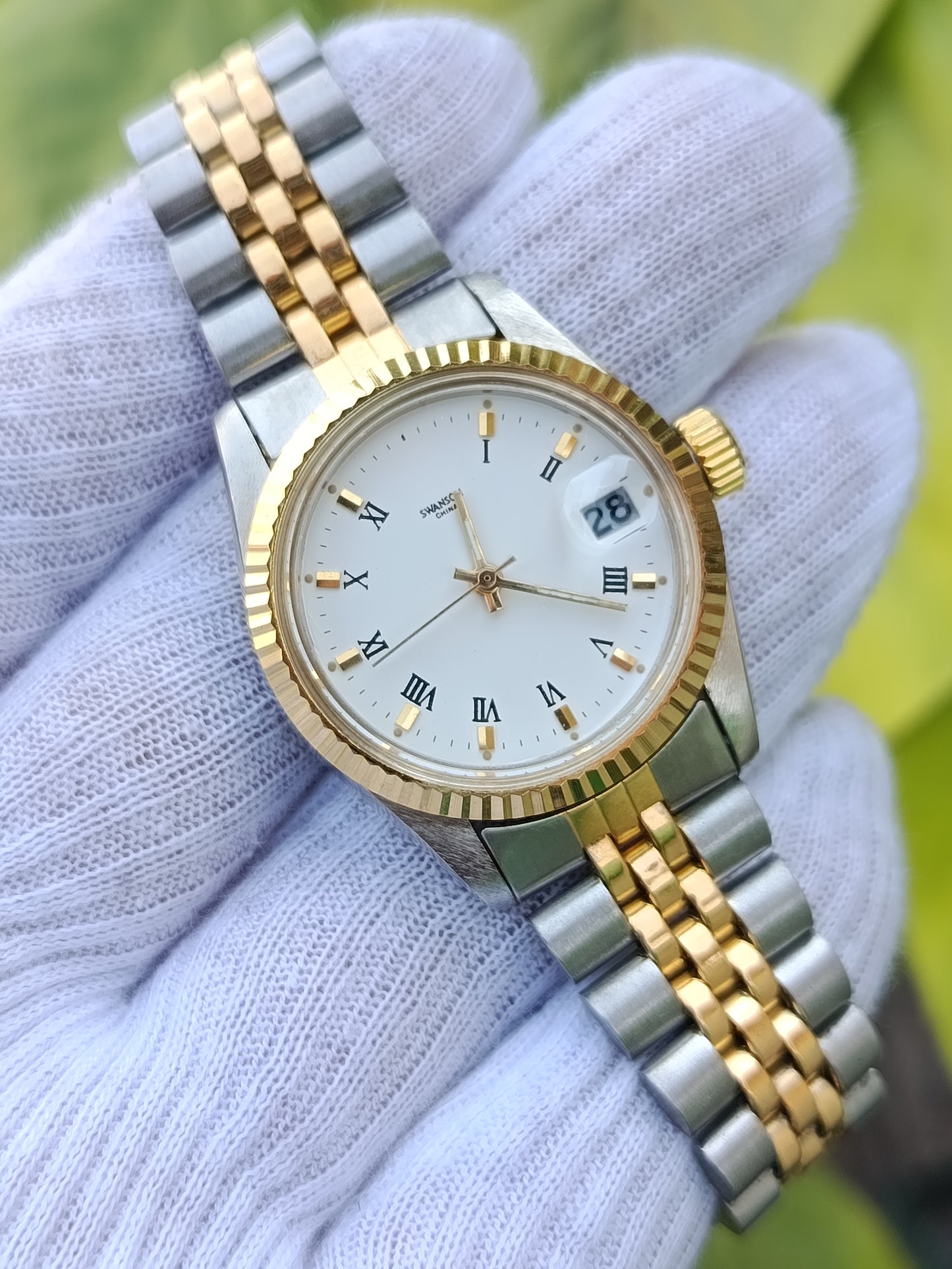 Swanson Women’s Gold & Silver Tone Watch – White Dial, Stainless Steel ...