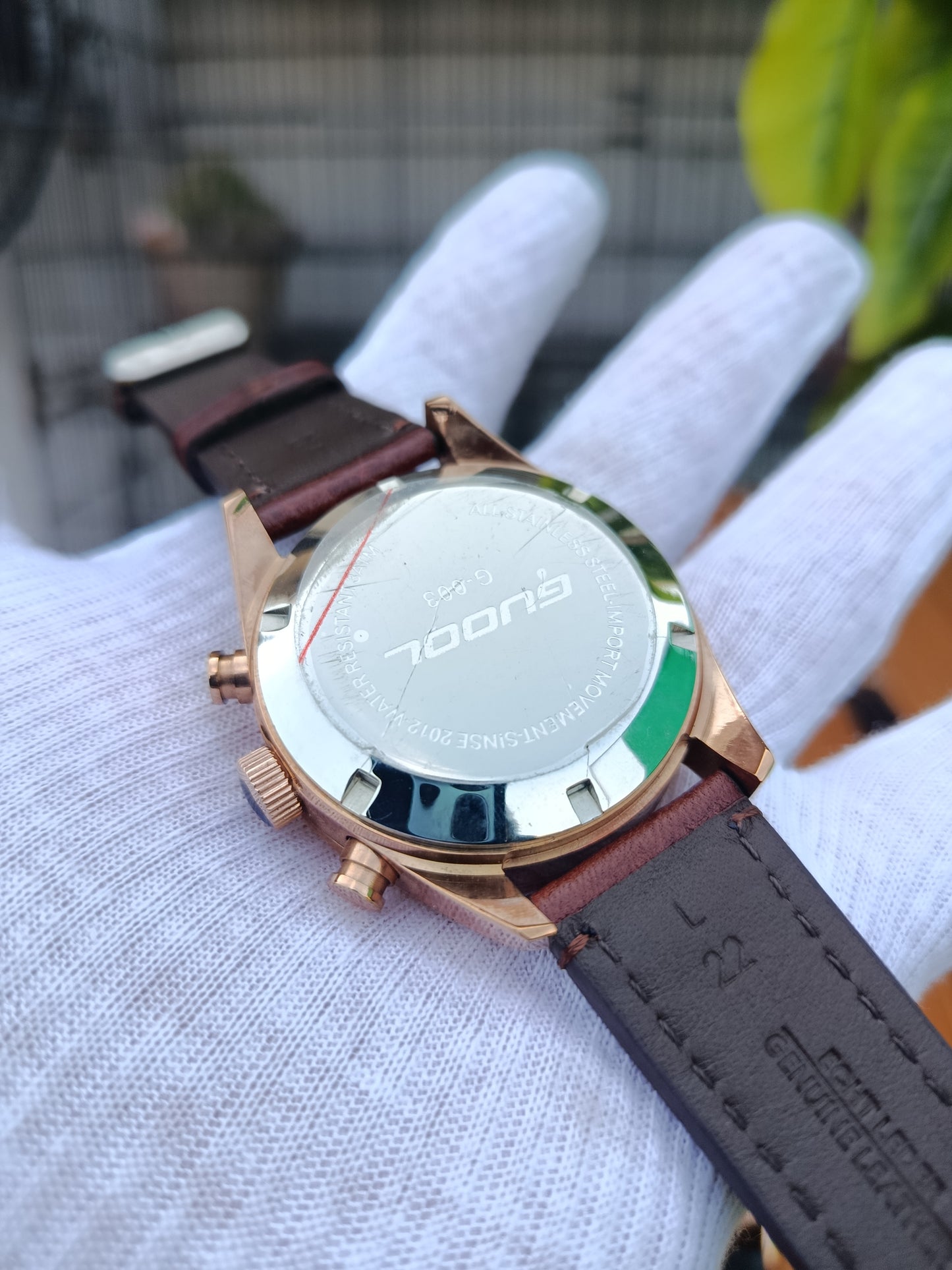 Guool G003 Chronograph Men’s Watch – Dark Brown Leather Strap – ZWC & Co.